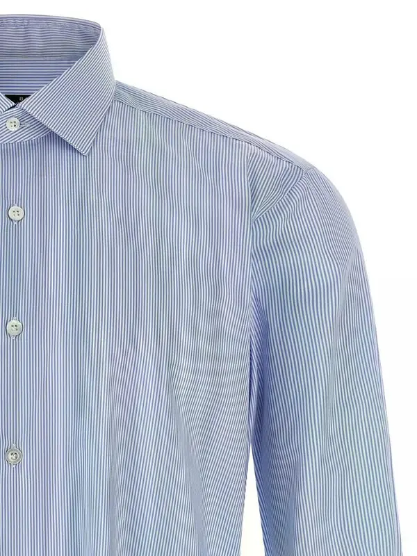 BARBA NAPOLI Striped Pin-tuck Shirt - Blue