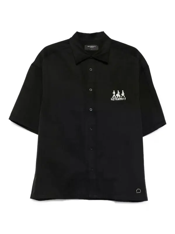 RETERNITY Embroidered Short-sleeve Shirt - Black