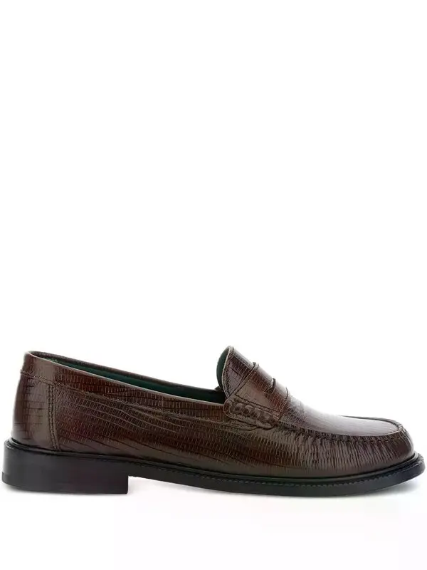 VINNY'S Lizard Skin-embossed Leather Loafers