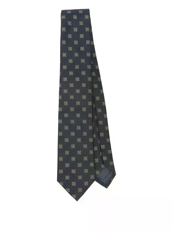 Emporio Armani Geometric-pattern Silk Neck Tie - Blue