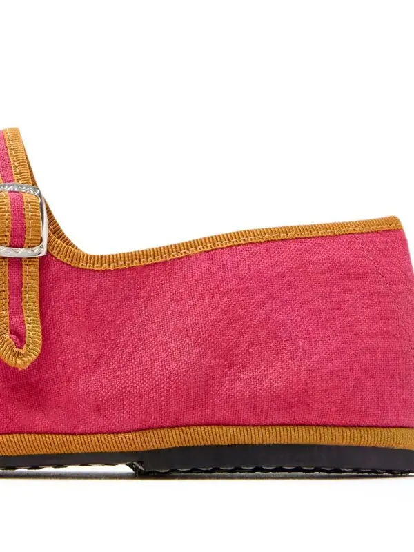 CAPULETTE Bambina Buckle-strap Linen Ballet Flats - Pink