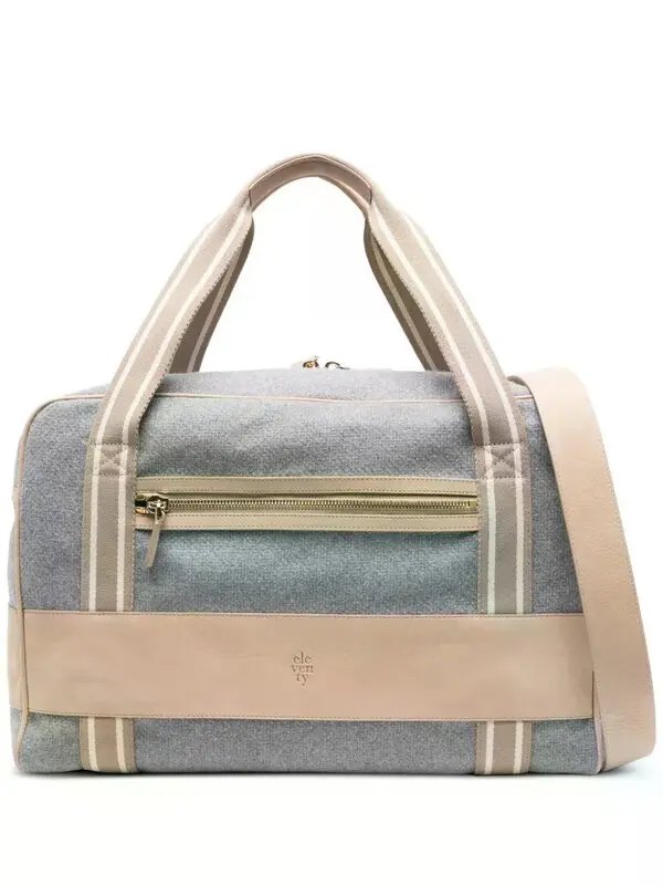 Eleventy Leather-trimmed Wool Duffle Bag - Grey