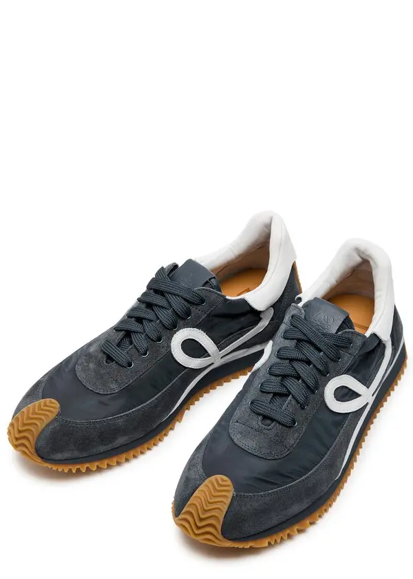 Loewe Flow Runner Panelled Brushed Suede Sneakers - Navy