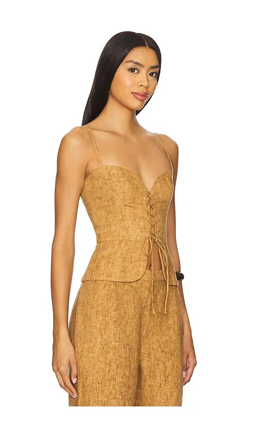 USISI SISTER Josie Linen Top - Tortoiseshell