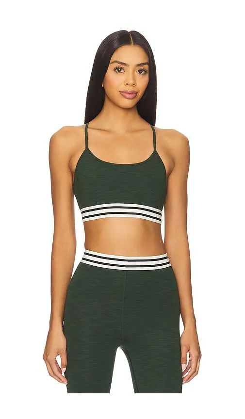 Splits59 Cali Active Rib Sports Bra In Dark Green - Heather Military