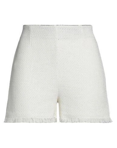 Pinko Tweed Lamé Shorts With Fringes - Cream