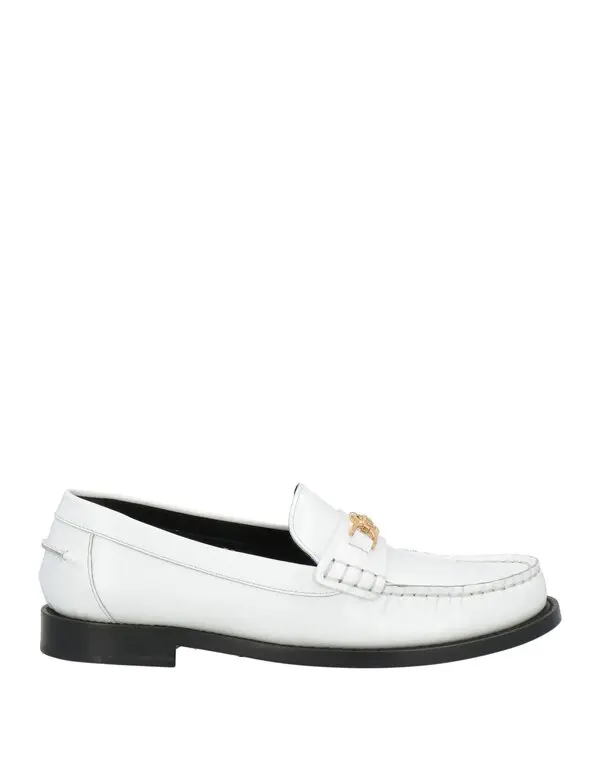 Versace Loafers In Calfskin With Brand Logo - White