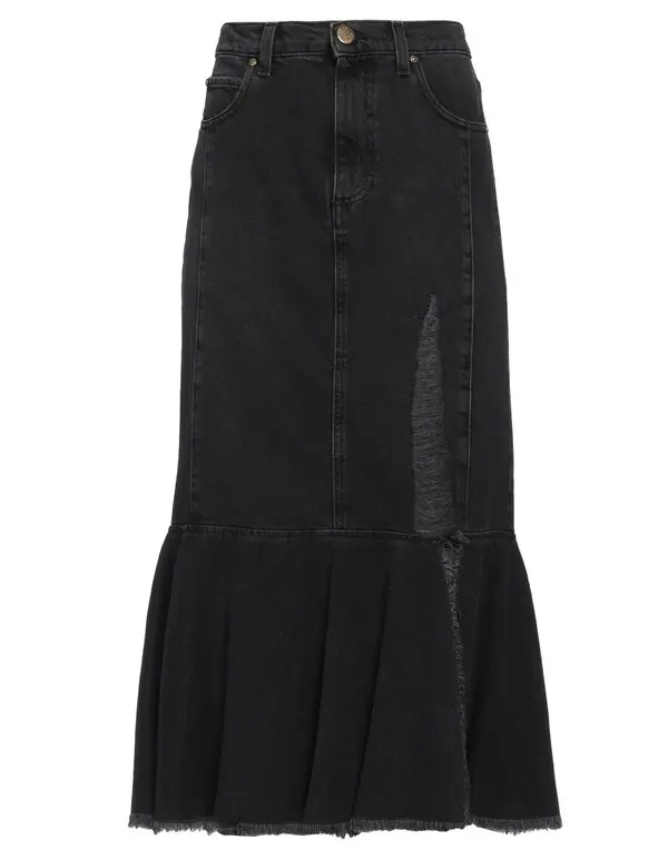 Pinko Cotton Denim Flared Skirt