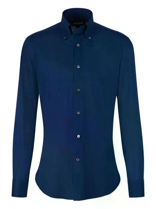 FRAY Button-down Cotton Shirt - Blue