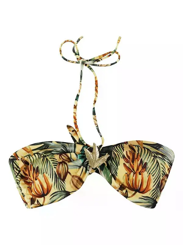Farm Rio Tropical-print Halterneck Bikini Top - Yellow