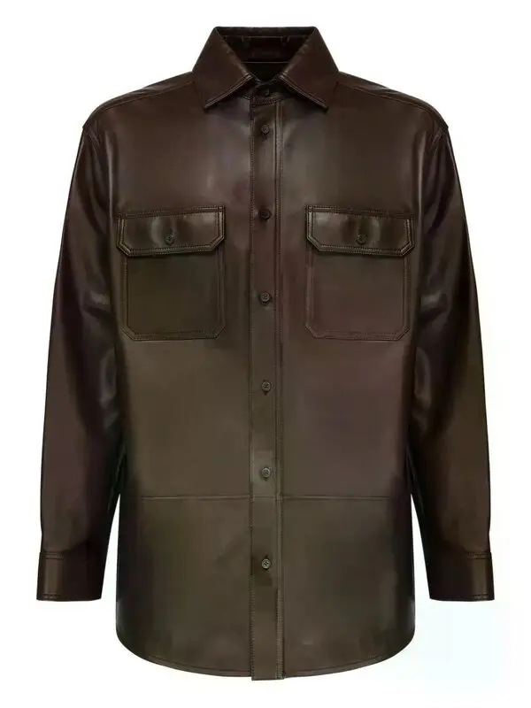 Loewe Button-fastening Leather Shirt Jacket