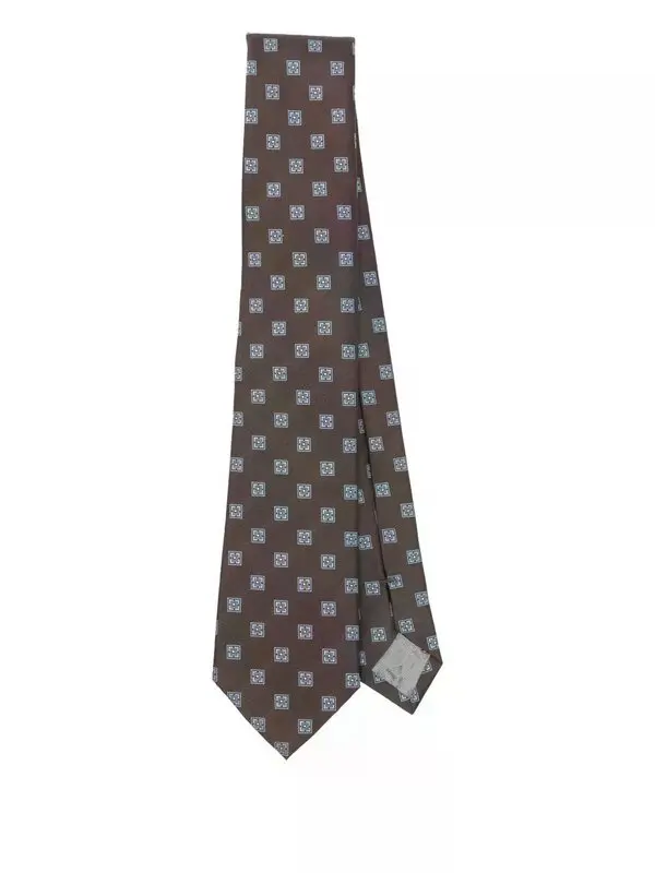 Emporio Armani Pattern Jacquard Silk Neck Tie - Brown