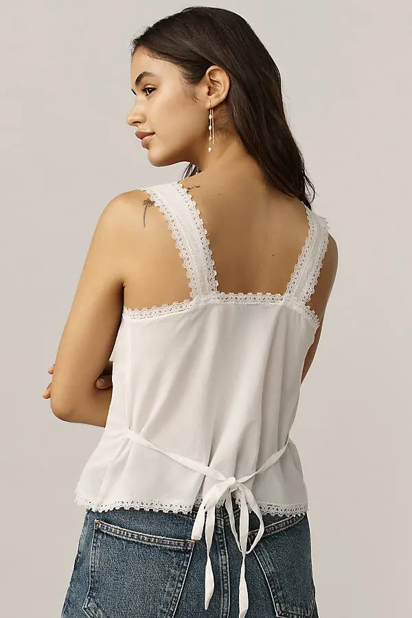 REFORMATION Lilu Lace Tank Top - White