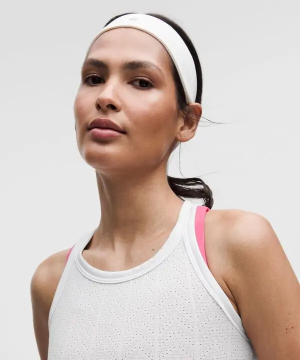 Lululemon Swiftly Pointelle Cropped Racerback Tank Top - Herringbone Dot White