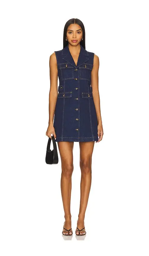 Paige Sleeveless Button-front Denim Dress - Blue