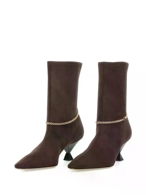 MARIA LUCA Chain-embellished Pointed-toe Sock Boots