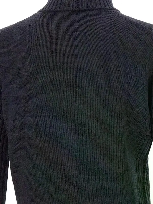 KANGRA Roll-neck Ribbed Trim Wool Sweater - Blue