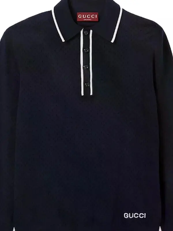Gucci Long-sleeve Knitted Polo Shirt