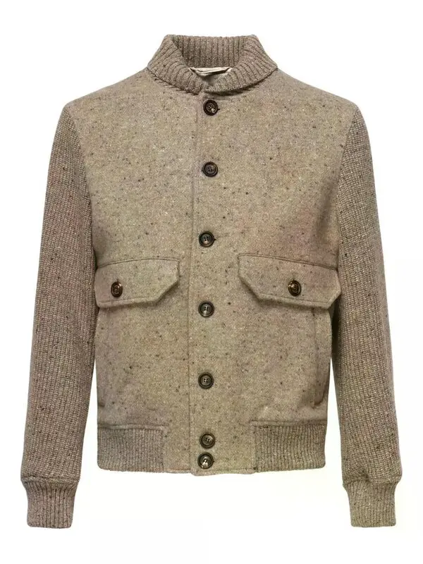Eleventy Speckled-effect Ribbed Jacket