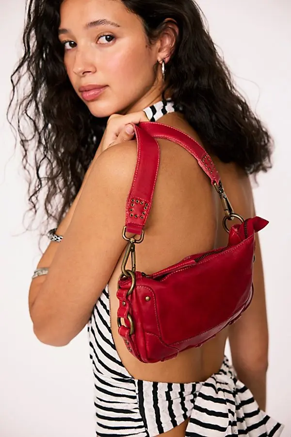 Free People Lillie Leather Shoulder Bag - Red/brass