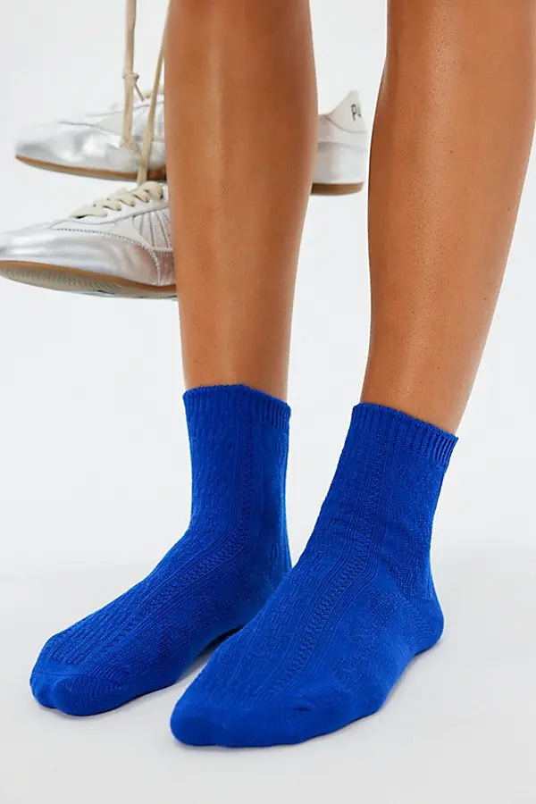 Free People Essential Crew Socks - Cobalt