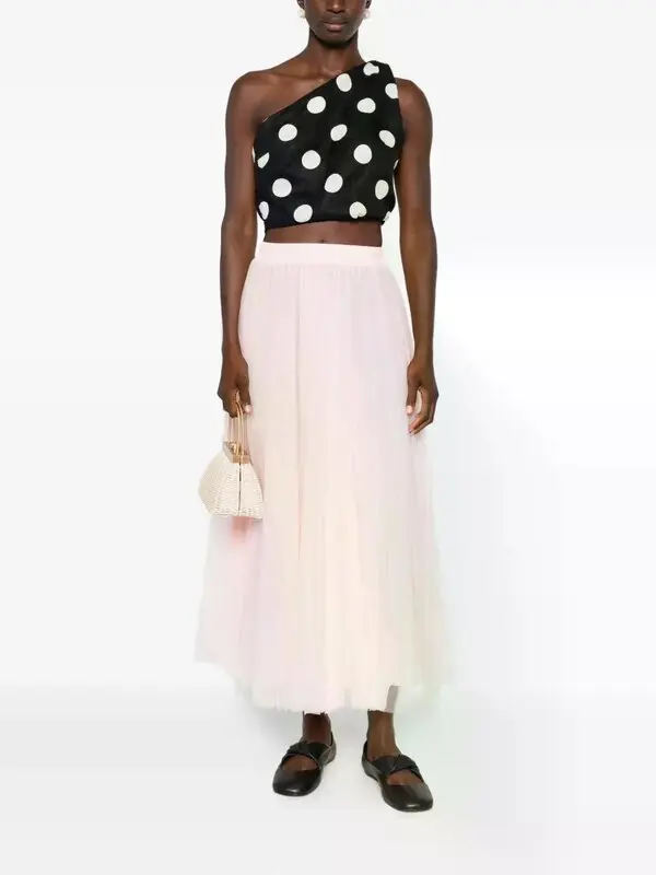 STYLAND Pleated Tulle Midi Skirt - Pink
