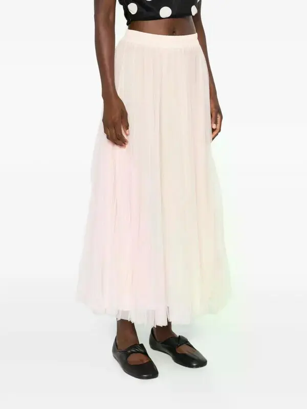STYLAND Pleated Tulle Midi Skirt - Pink
