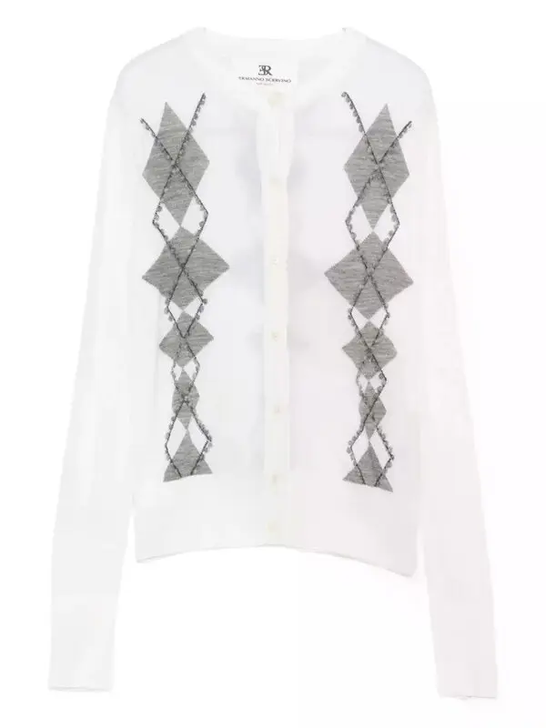 Ermanno Scervino Embellished Argyle Sweater - White