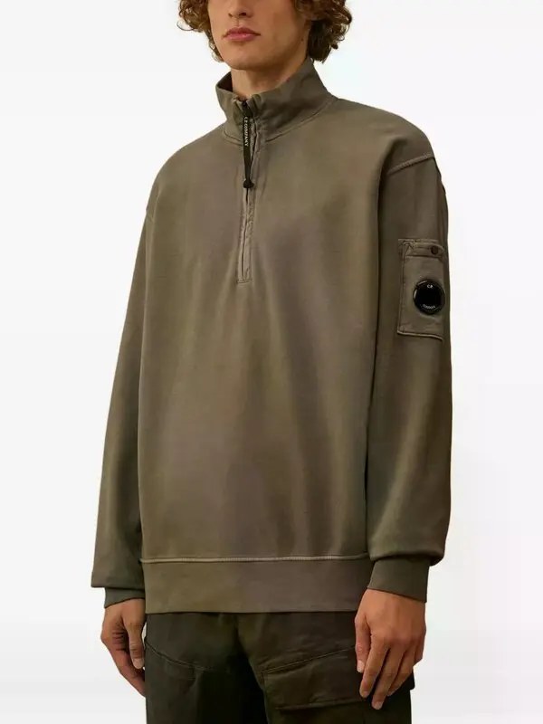 C.P. COMPANY Half-zip Lens-pocket Sweatshirt - Brown