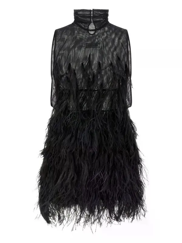 Attico Feather-embellished Mini Dress