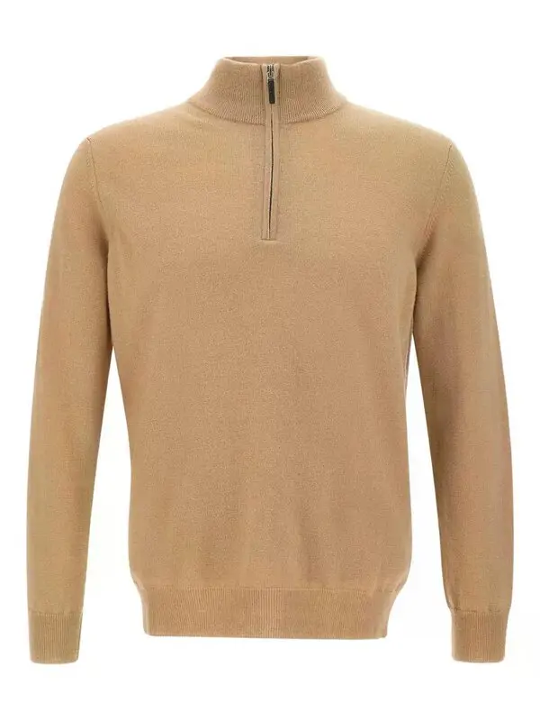 KANGRA Half-zip High-neck Wool Sweater - Neutrals