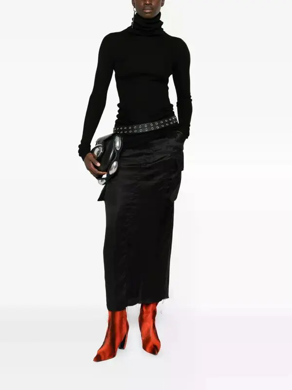 Rick Owens Frayed-hem Midi Skirt