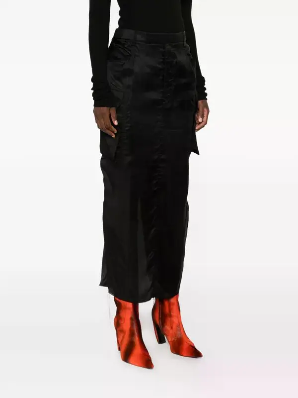 Rick Owens Frayed-hem Midi Skirt