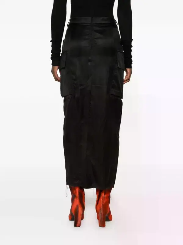 Rick Owens Frayed-hem Midi Skirt