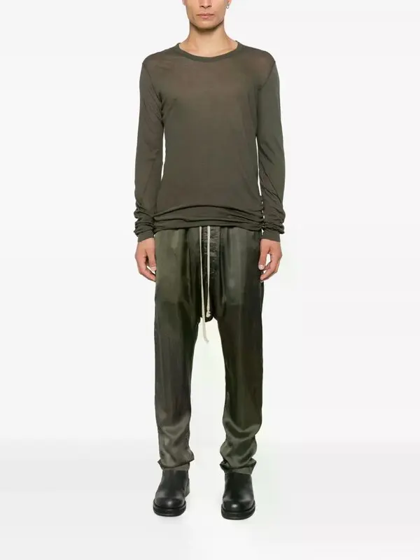 Rick Owens Raw-edge Long-sleeve T-shirt - Green