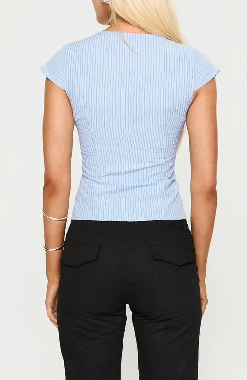 Princess Polly Indulgence Stripe Seersucker Corset Top - Blue Stripe