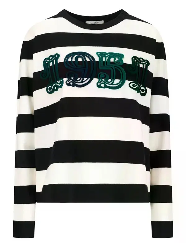 Max Mara Viterbo Striped Embroidered T-shirt - Black