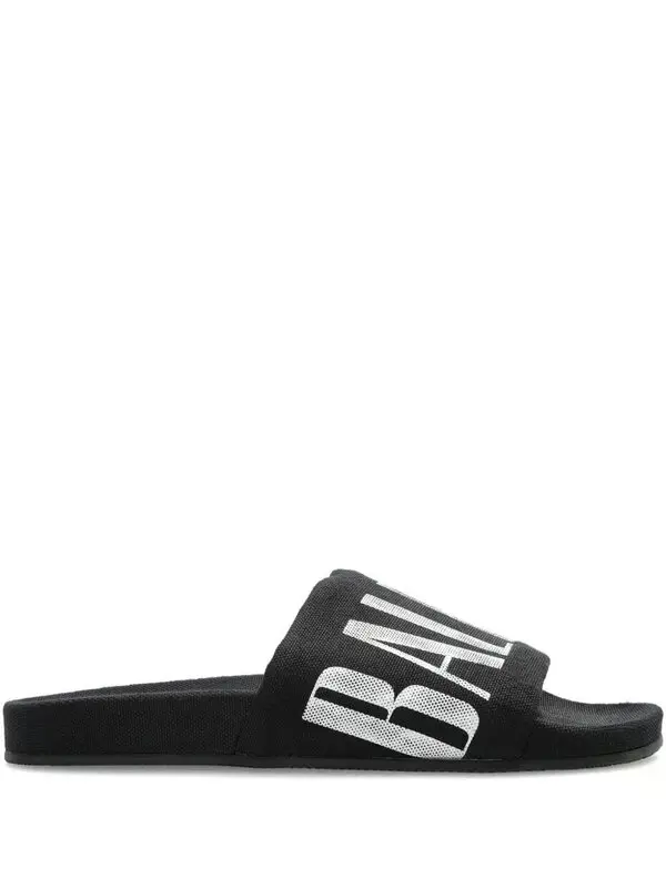 Balenciaga Logo-print Slides - Black