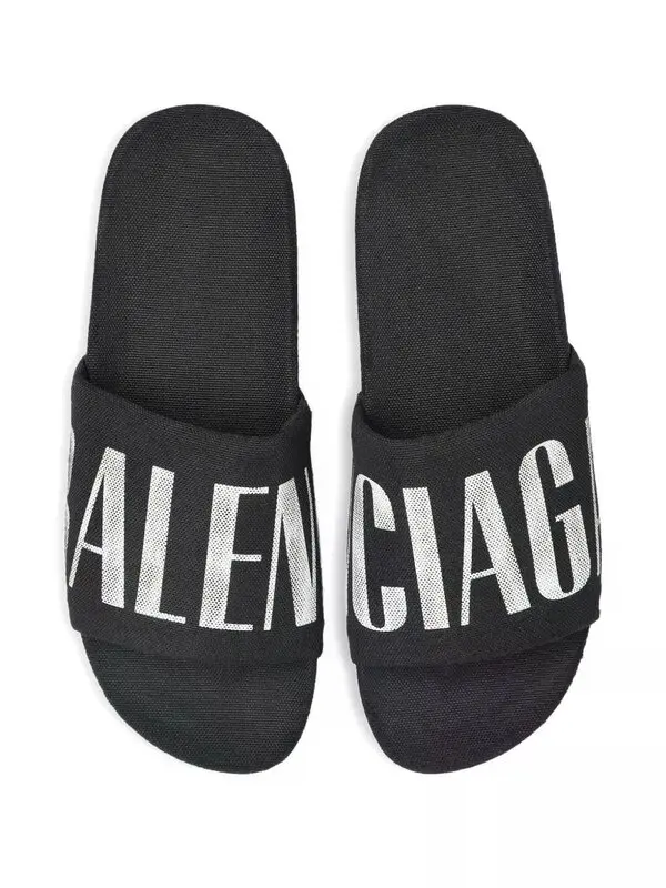 Balenciaga Logo-print Slides - Black