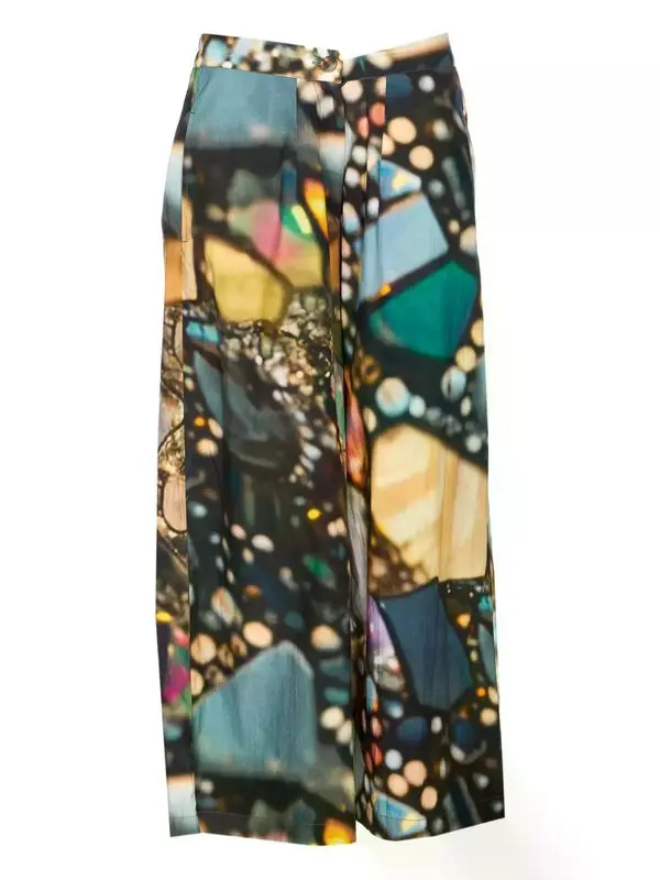 YAVI Abstract-print Trousers - Blue