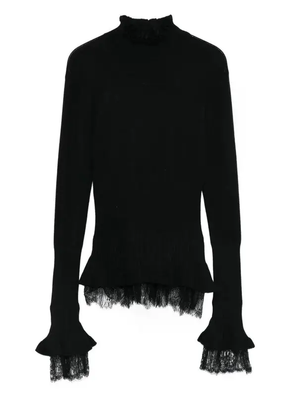 Ermanno Scervino Lace-trimmed Ruffled Sweater
