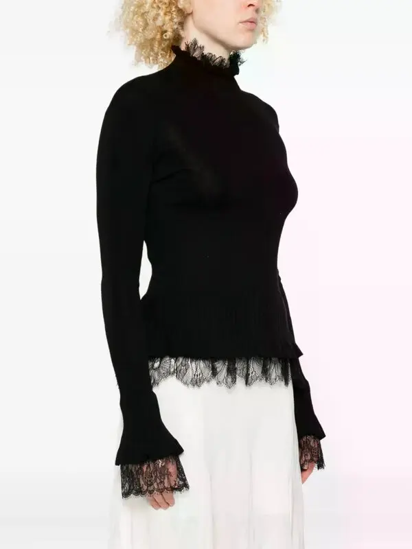 Ermanno Scervino Lace-trimmed Ruffled Sweater