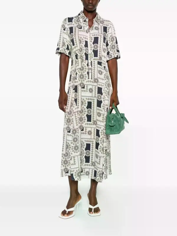 Marc O'polo Geometric-print Midi Shirt Dress