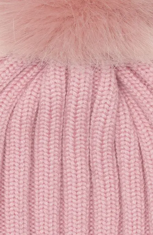 Moncler Virgin Wool Ribbed Beanie With Faux Fur Pom-pom - Smooth Rose