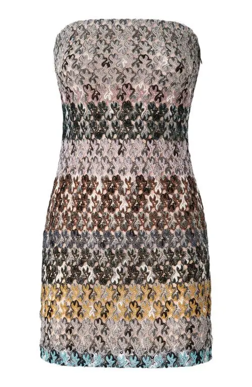 Missoni Striped Embroidered Lace Mini Dress