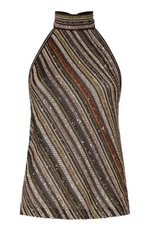 Missoni Halter Top In Chevron Stripe Knit