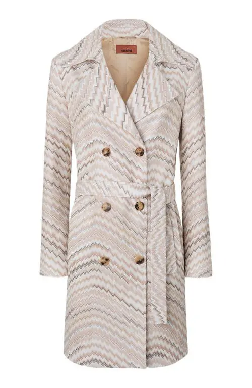 Missoni Wavy Zigzag Pattern Double-breasted Trench Coat