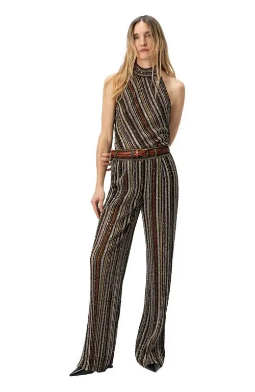 Missoni Long Pants In Herringbone Stripe Knit - Multicoloured Brown