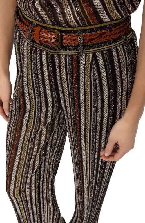 Missoni Long Pants In Herringbone Stripe Knit - Multicoloured Brown