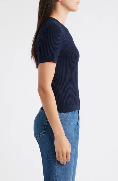 FRAME The Fine Cable Knit Top - Navy